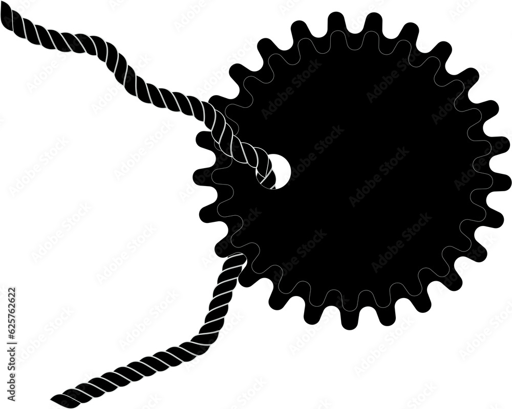 Digital png illustration of cog shaped pendant on string on transparent ...