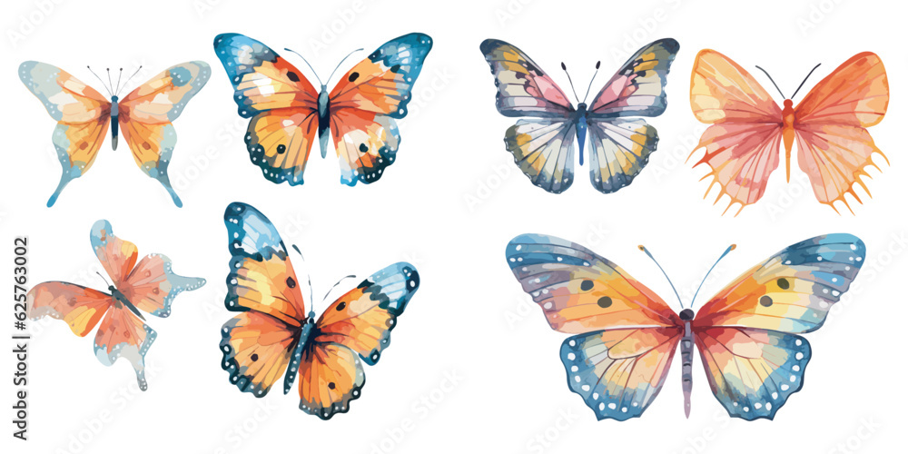 Watercolor butterfly clipart for graphic resources Stock Vector | Adobe ...