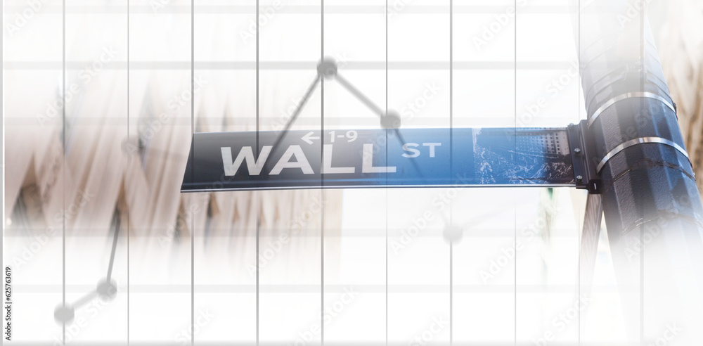 Digital png illustration of road sign with wall street text on ...
