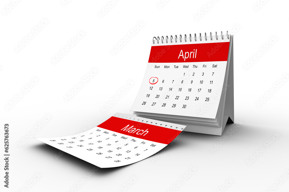 Digital png illustration of calendar with march and april cards on ...