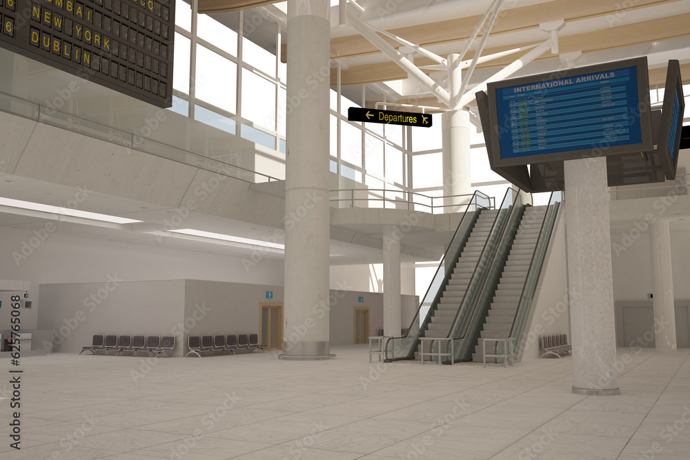 Digital png photo of empty airport interior on transparent background ...