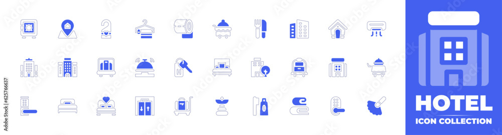 Hotel icon collection. Duotone style line stroke and bold. Vector ...