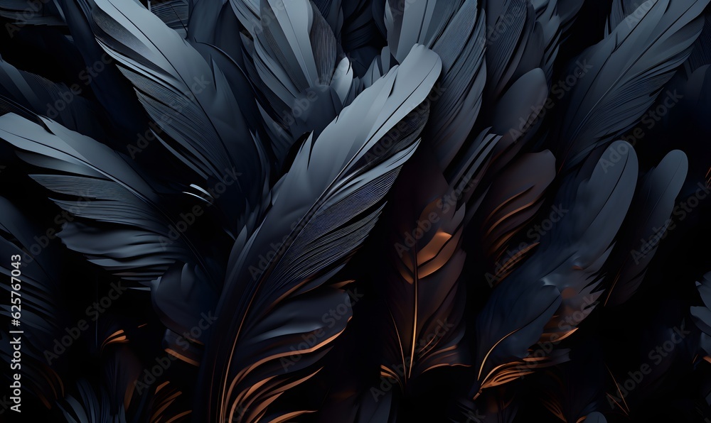 dark black feathers background as beautiful abstract wallpaper header ...