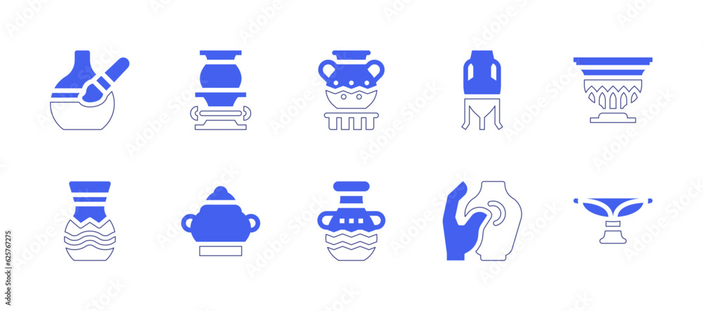Pottery icon set. Duotone style line stroke and bold. Vector ...