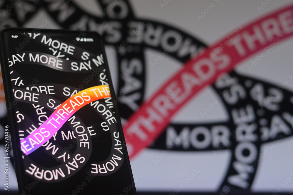 The threads background is displayed on a smartphone screen. Threads new ...