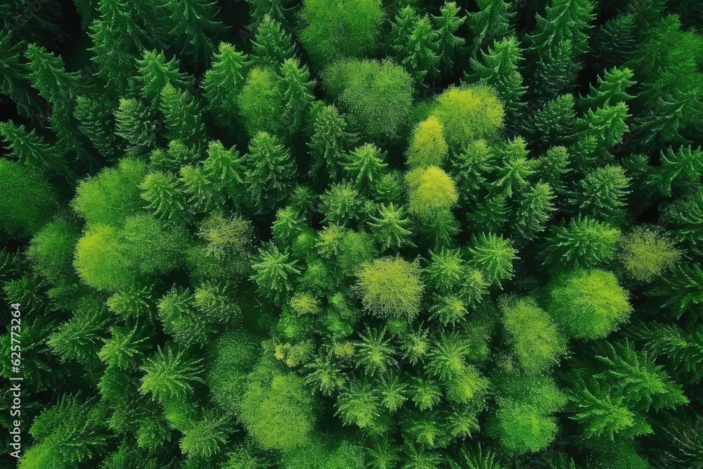 Dense Beautiful Green Forest, View From Above From The Drone ...