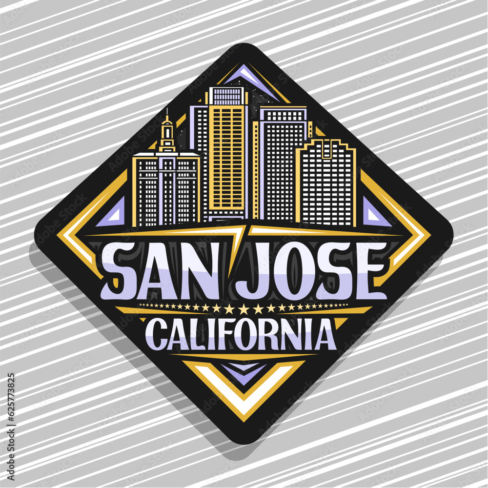 Vector logo for San Jose, black rhombus road sign with line ...