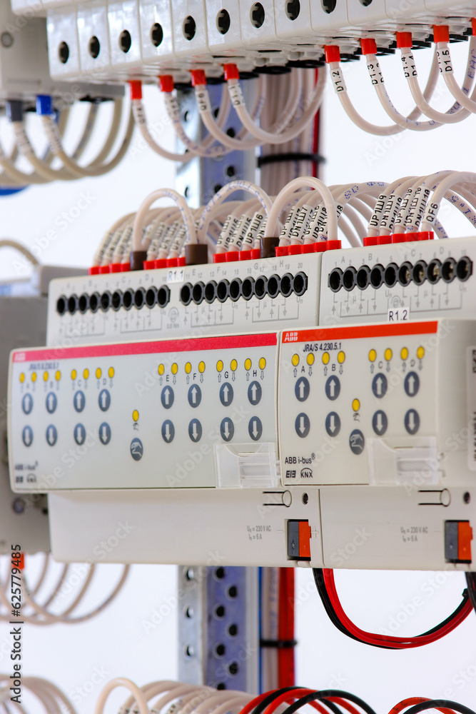 A relay module from ABB for controlling loads via the KNX data bus in ...