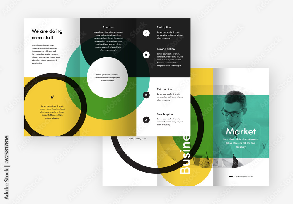 Corporate Trifold Layout With Rounded Shapes Stock Template | Adobe Stock