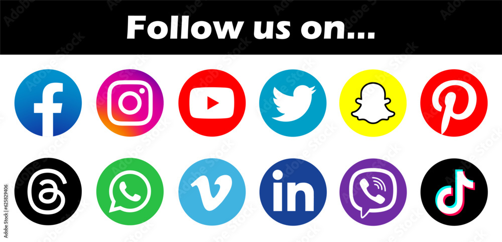 Instagram Facebook Threads Twitter YouTube TikTok Pinterest Snapchat LinkedIn WhatApp Vimeo ...