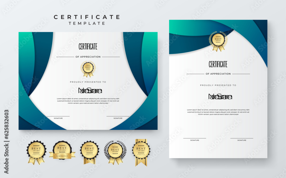 Certificate of appreciation template, golden color. Clean modern ...