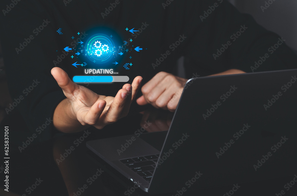 Operating system upgrade concept, installation app and software update ...