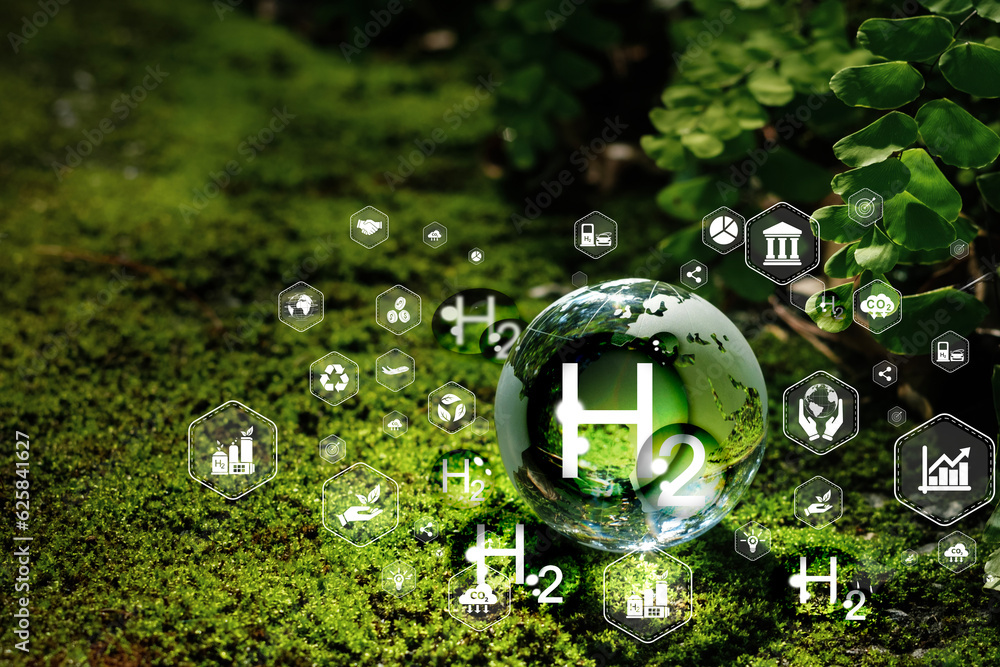 Clean energy generation concept with hydrogen gas or H2 for sustainable ...