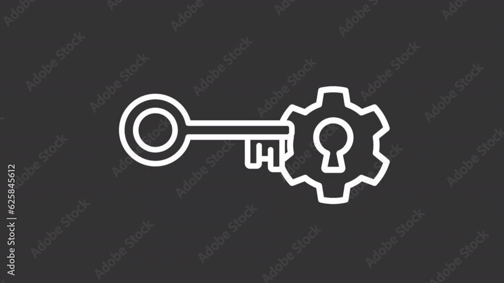 Solution white line animation. Key putting inside lock and turning ...