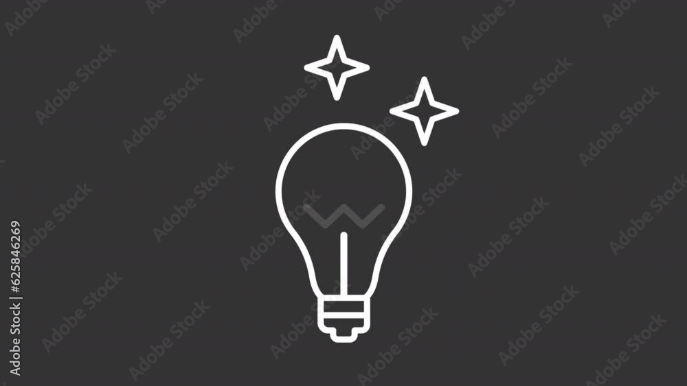 Insight white line animation. Lightbulb with sparks animated icon ...