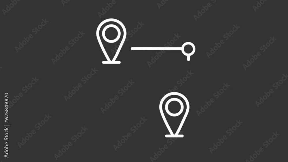Route white animated icon. Gps navigation white line animation ...