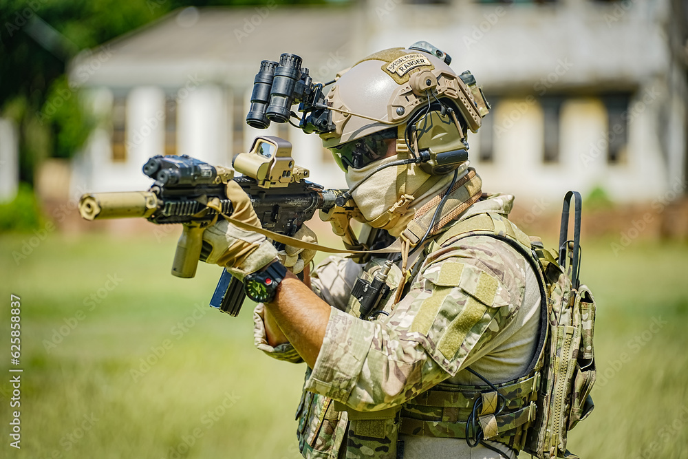 United States Army ranger during the military operation. Professional ...