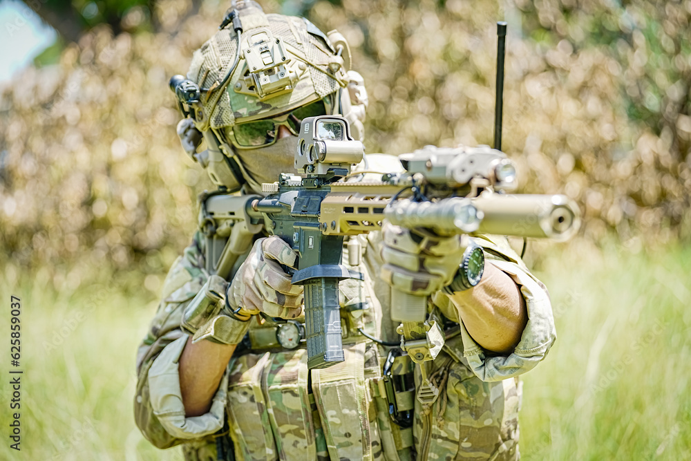 United States Army ranger during the military operation. Professional ...