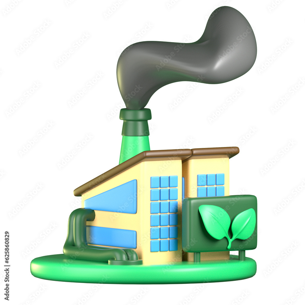 green power energy factory 3d ecology icon for world environment day or ...