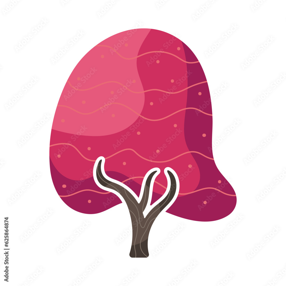 Cartoon flat red tree clipart. Cute element for autumn design. Forest ...