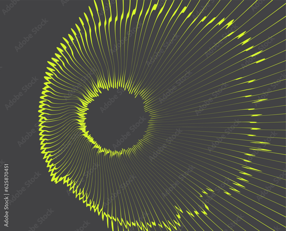Blue magic portal hole made from many curved strips. Abstract energy ...