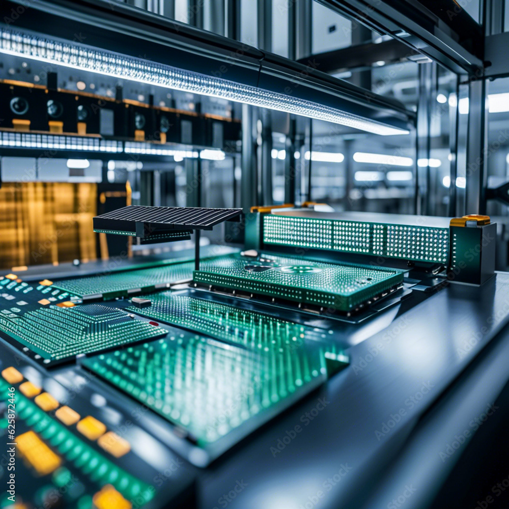 Modern technological assembling of ultra-modern power chips. Automatic ...