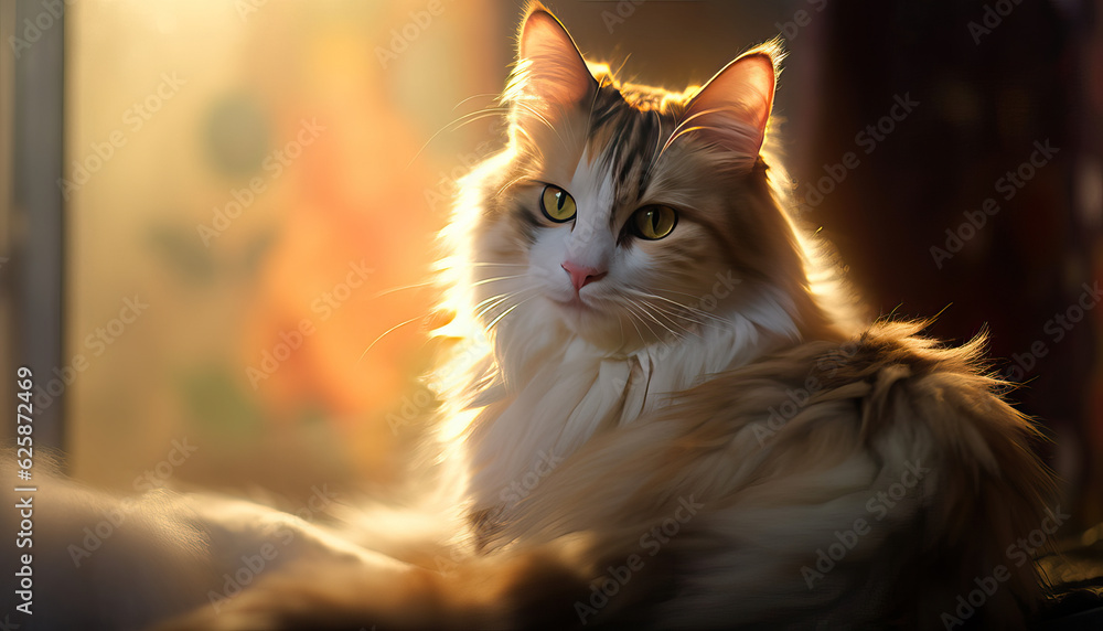 Sunshine on Muppet Cat, Cat Portrait Photography,A calico ragdoll cat ...
