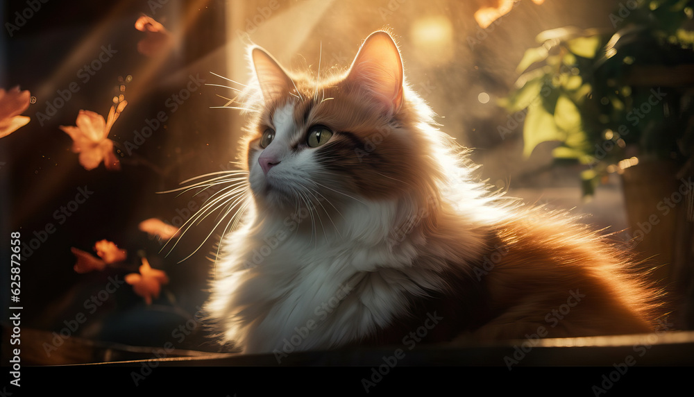 Sunshine on Muppet Cat, Cat Portrait Photography,A calico ragdoll cat ...
