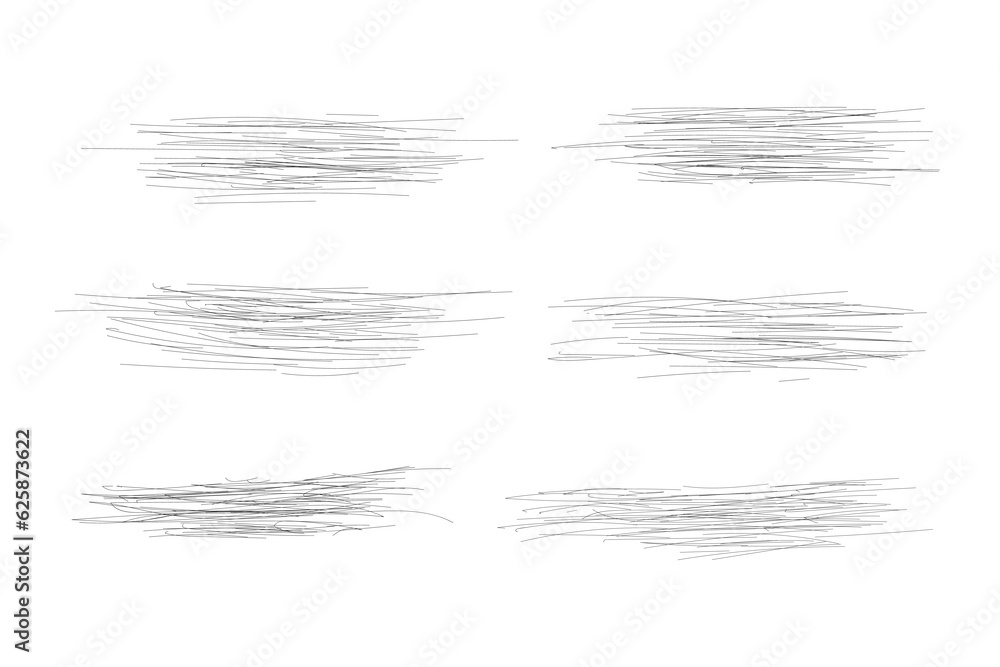 set of hand-drawn pencil sketch objects shading vector, scratches ...