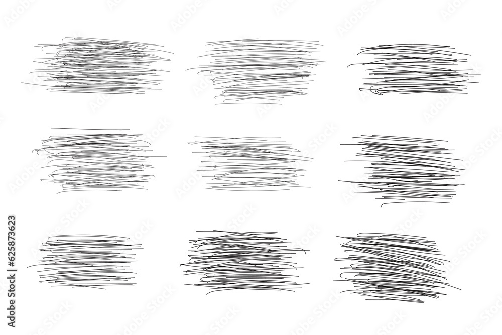 set of hand-drawn pencil sketch objects shading vector, scratches ...