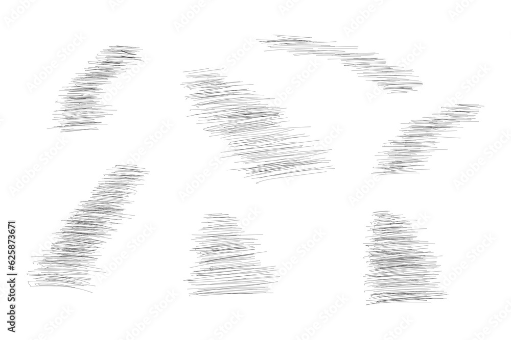 set of hand-drawn pencil sketch objects shading vector, scratches ...