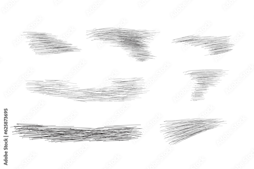 set of hand-drawn pencil sketch objects shading vector, scratches ...