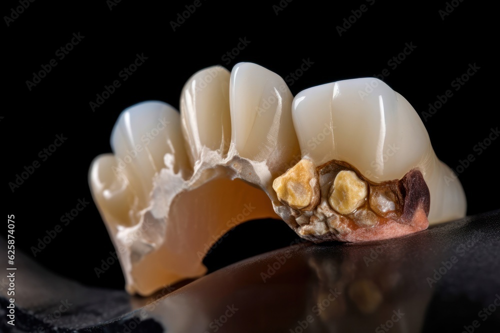 Dental office with mock-up of the teeth for a visual overview on black ...