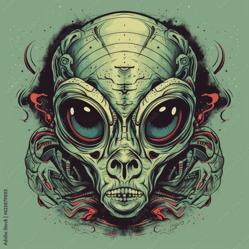 alien vector llustration for t shirt drawn in adobe illustrator ...