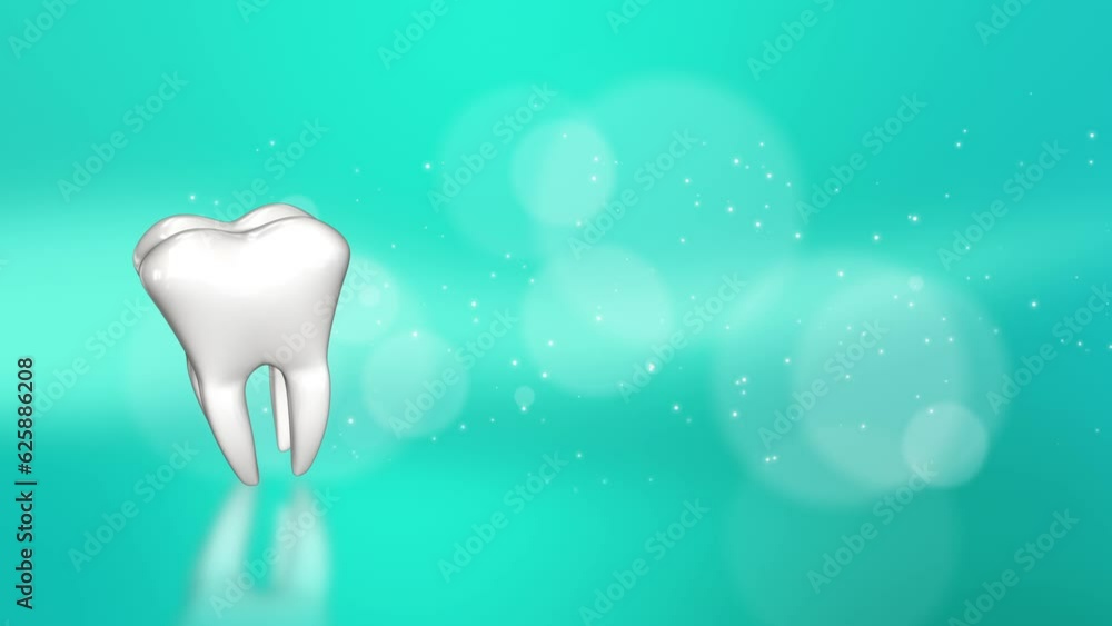 3D model of a white corner tooth. Animated looped medical dental ...