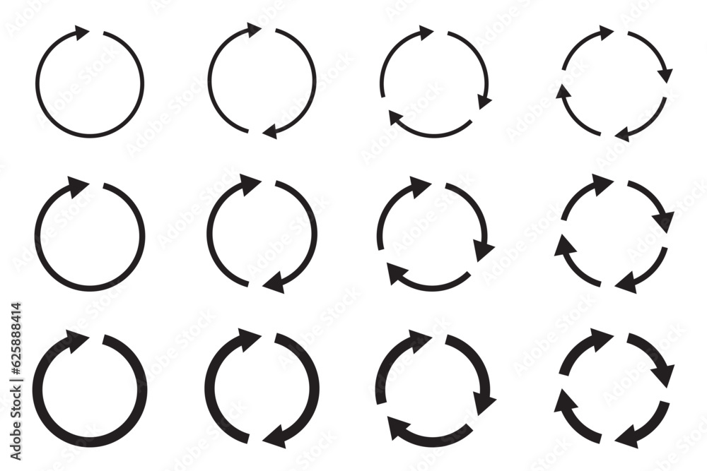 Circle arrows set. Rotate, refresh, reload icons Stock Vector | Adobe Stock