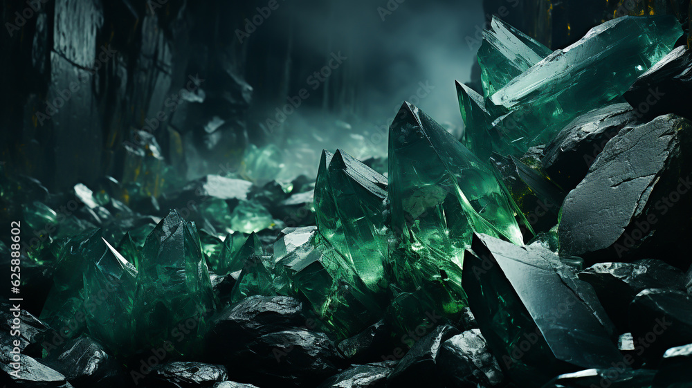 Green dark organic rock background with interesting colours and ...