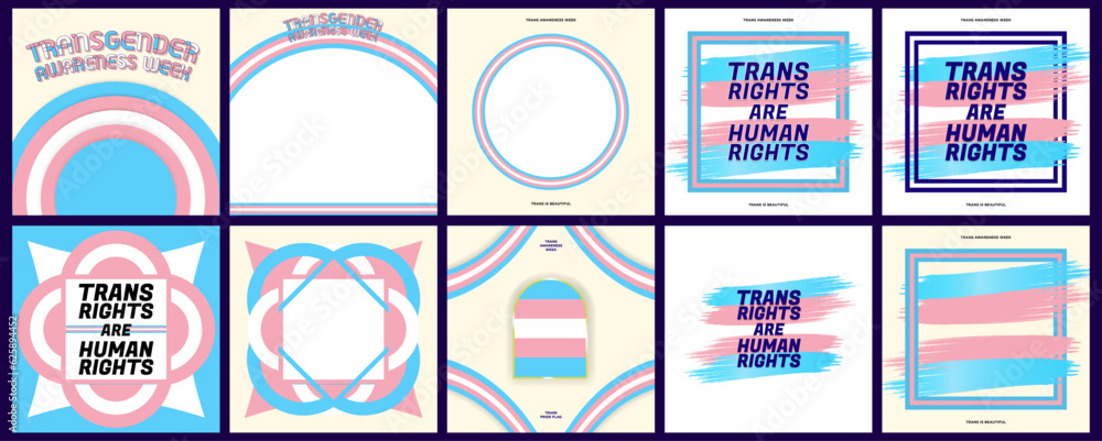 Set of Transgender Awareness Week Greeting Cards, Social Media post ...