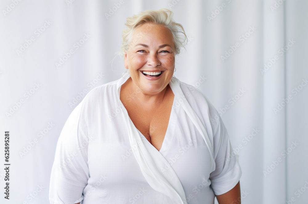 AI generated image of plus size mature woman in studio Stock Photo ...