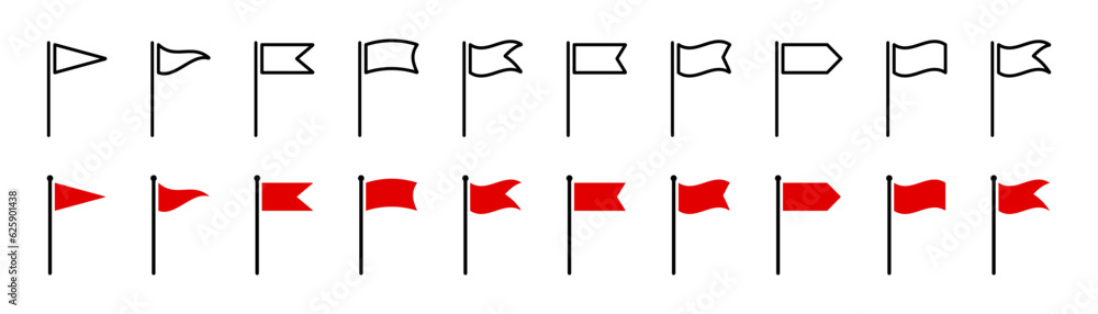Flag icon collection. Flag pole icon. Flag pennant icons collection ...