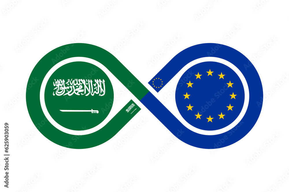 harmony concept. saudi arabian and european union flags. vector ...