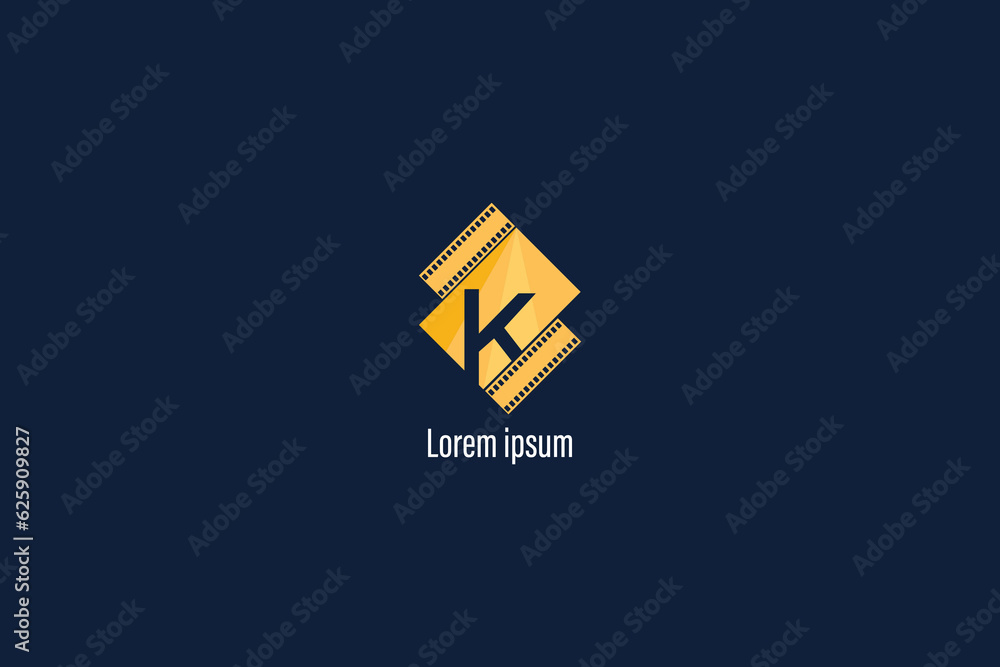 Letter K film logo design, k lettering film vector illustration, k ...