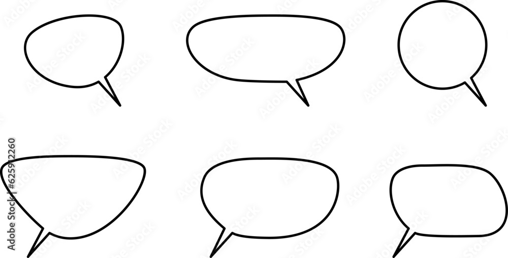 Blank Black and White Speech Bubble Cloud Message Symbol Element Icon ...
