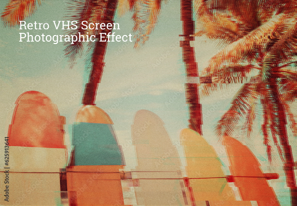 Retro VHS Screen Photographic Effect Stock Template | Adobe Stock