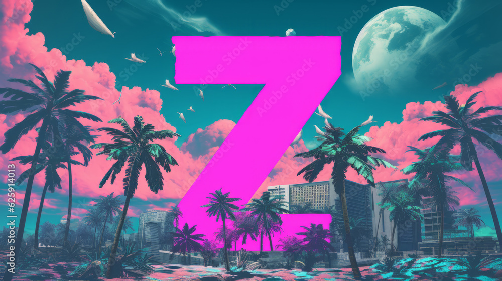 Background with big capital letter Z vaporwave style to represent ...