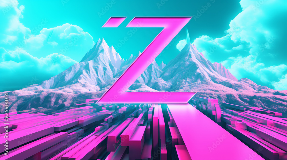 Background with big capital letter Z vaporwave style to represent ...