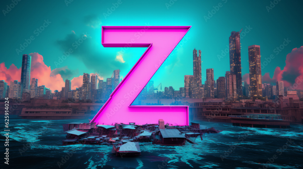Background with big capital letter Z vaporwave style to represent ...
