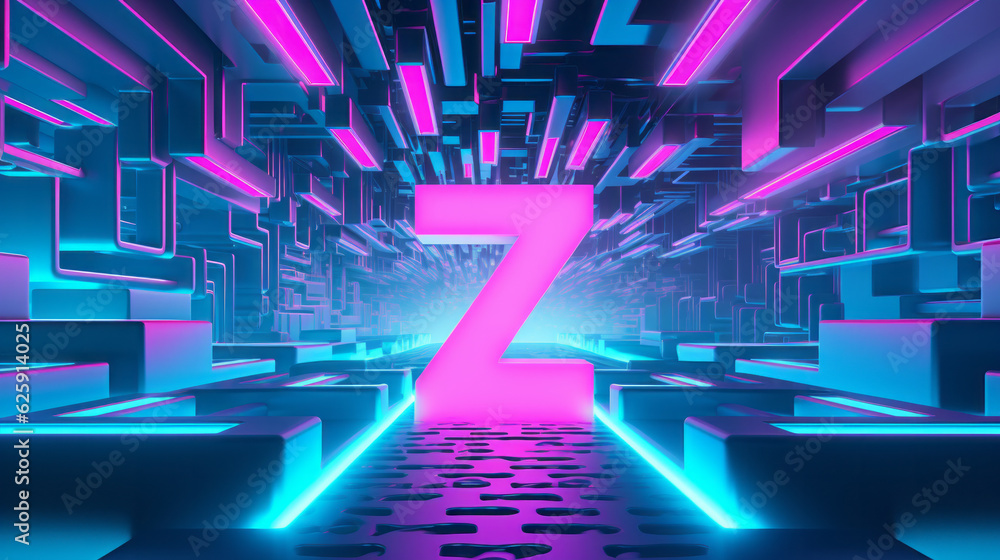 Background with big capital letter Z vaporwave style to represent ...