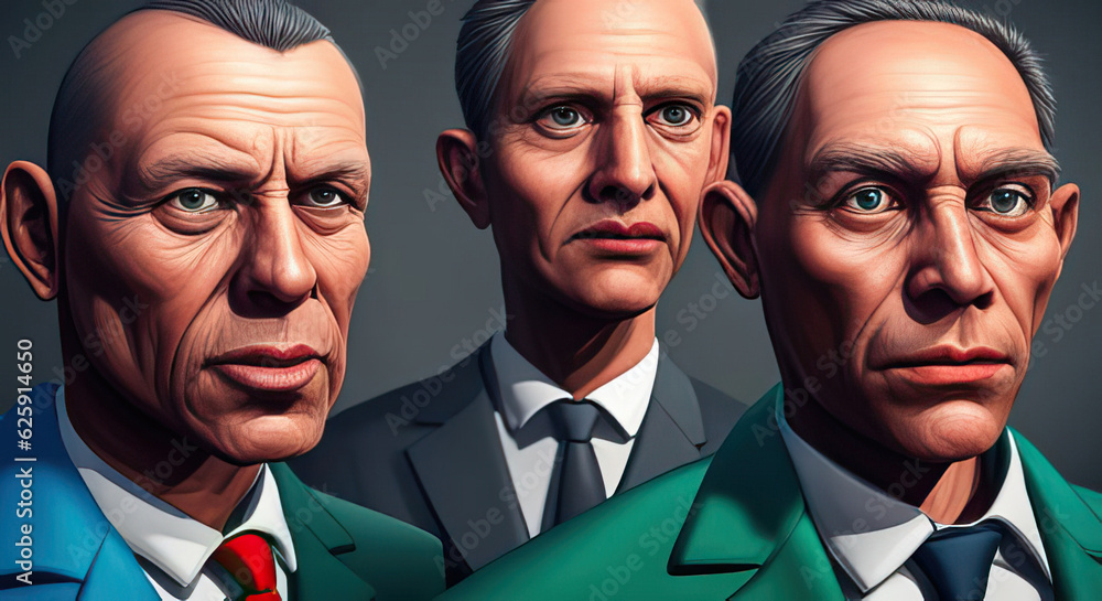 Distortet and weird three male men Stock-Illustration | Adobe Stock