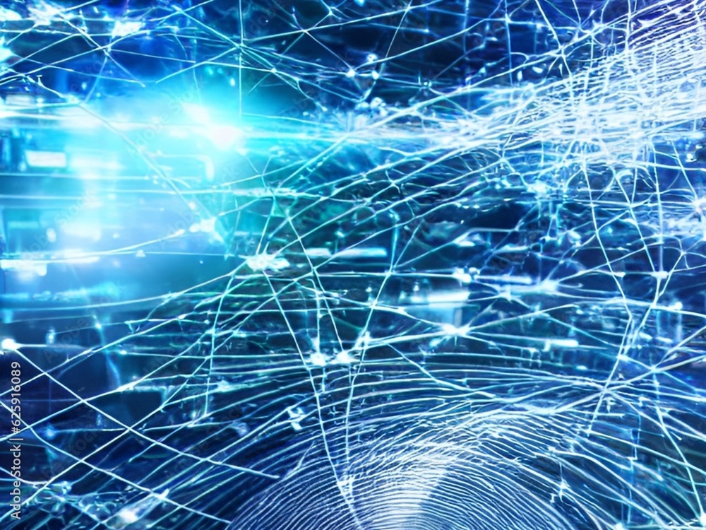 Blue background with blue digital illustration and The network of ...